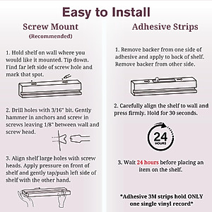 Vinyl Wall Mount Pack of 6 Pinewood Vinyl Record Holder Wall Mount with 2 Mounting Options Vinyl Shelf Walnut Stain Finish Vinyl Record Display - Vinyl Record Shelf - Vinyl Record Wall Mount