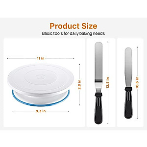 Kootek 71PCs Cake Decorating Supplies Kit, Cake Decorating Set with Cake Turntable, 12 Numbered Icing Piping Tips, 2 Spatulas, 3 Icing Comb Scraper, 50+2 Piping Bags, and 1 Coupler for Baking