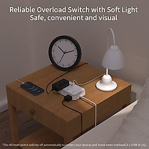 Power Strip Bundle, NTONPOWER Flat Plug Power Strip with Long Extension Cord 15ft and Short Extension Cord 5ft, Desktop Charging Station Wall Mount for Home, Dorm Room, Office and Nightstand - White