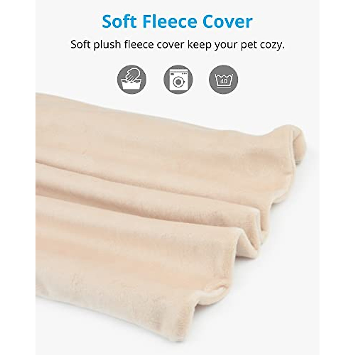 NICREW Pet Heating Pad for Dogs and Cats, Heated Pet Mat with Steel-Wrapped Cord and Soft Fleece Cover, 17.7 x 15.7 Inch, 30 Watts