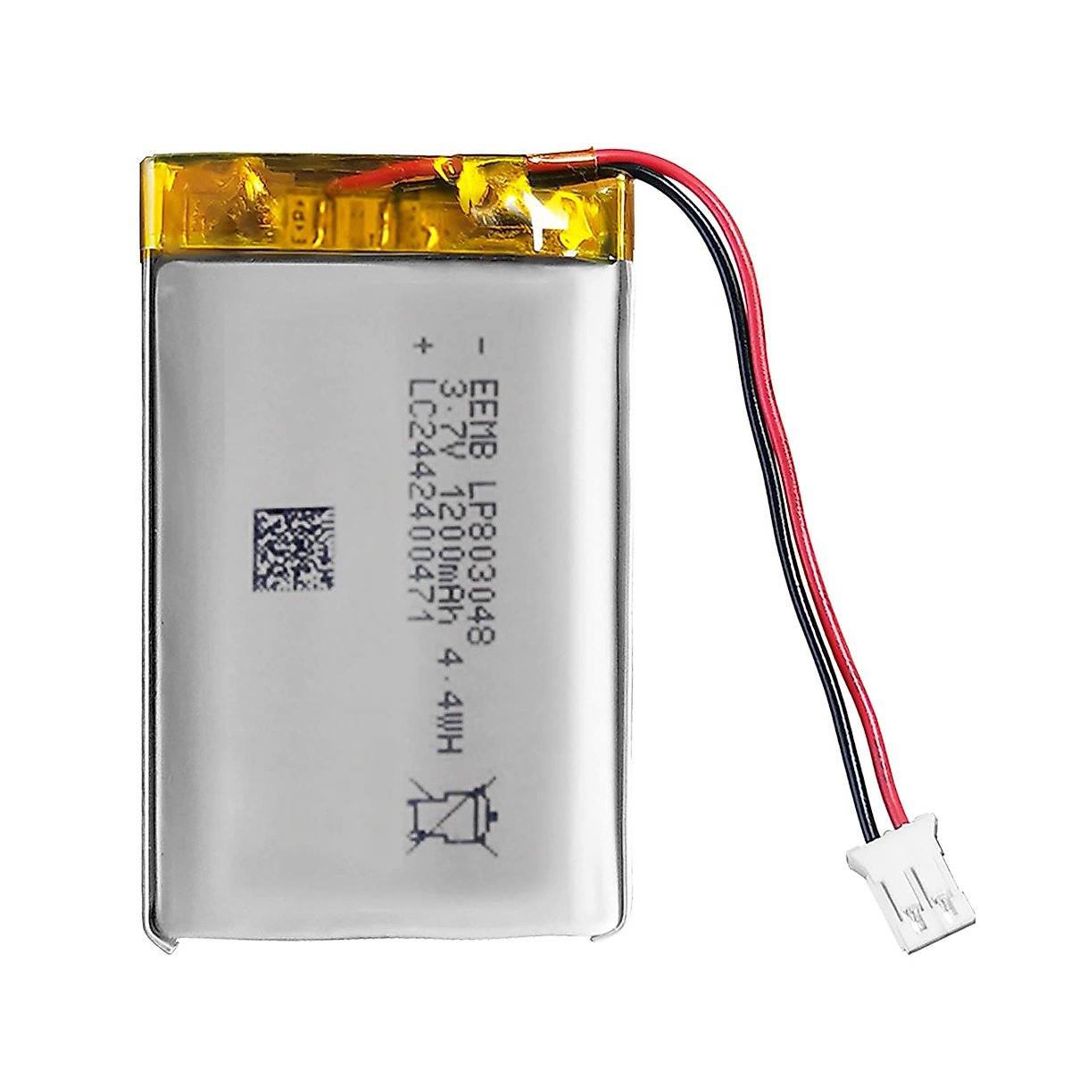 EEMB Lithium Polymer Battery 3.7V 1200mah 803048 Lipo Rechargeable Battery Pack with Wire JST Connector for Speaker and Wireless Device- Confirm Device & Connector Polarity Before Purchase