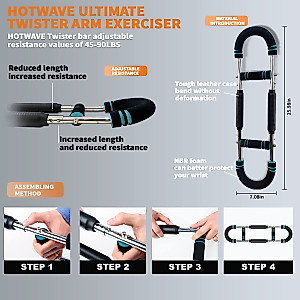 HOTWAVE Ultimate Twister Arm Exerciser.Adjustable Chest Expander, Forearm Enhanced Exercise Strengthener.Upper Body Strength Training Machine.Portable Spring Resistance Home Workout Equipment