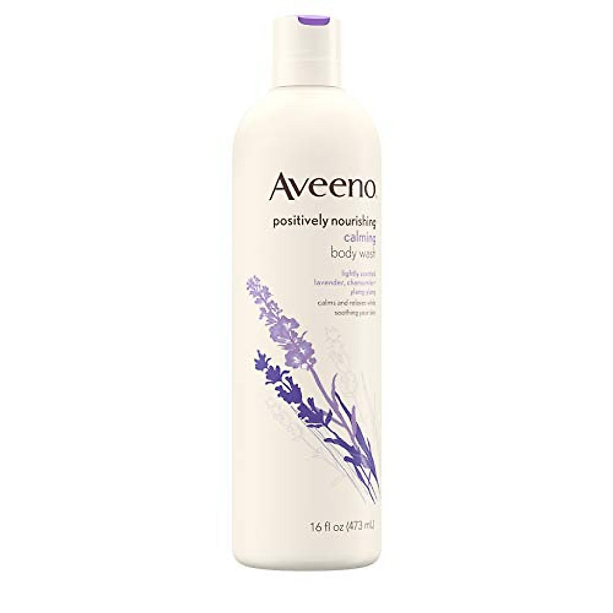 Aveeno Positively Nourishing Calming Body Wash with Lavender, Chamomile & Ylang-Ylang, Lightly Scented Daily Moisturizing Body Cleanser to Soothe & Relax, 16 fl. oz