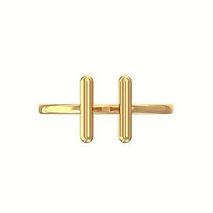 DHRUVANSH CREATIONS Open Bar Ring, Parallel Bar Ring, Double Bar Ring, Gold Bar Ring, Modern Ring, Open Ring, Modern Minimalist Ring, Line Ring, Double Bar, Double Ring (6.5, Gold)