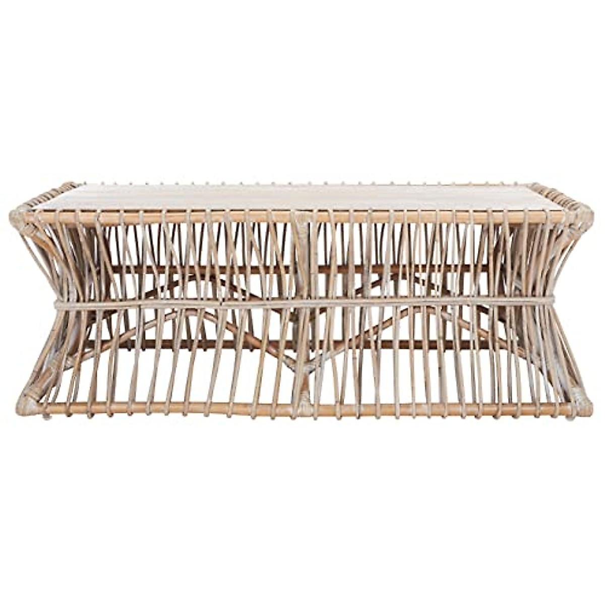 Safavieh Home Collection Gensho Rattan Coffee Table, White/Grey Wash