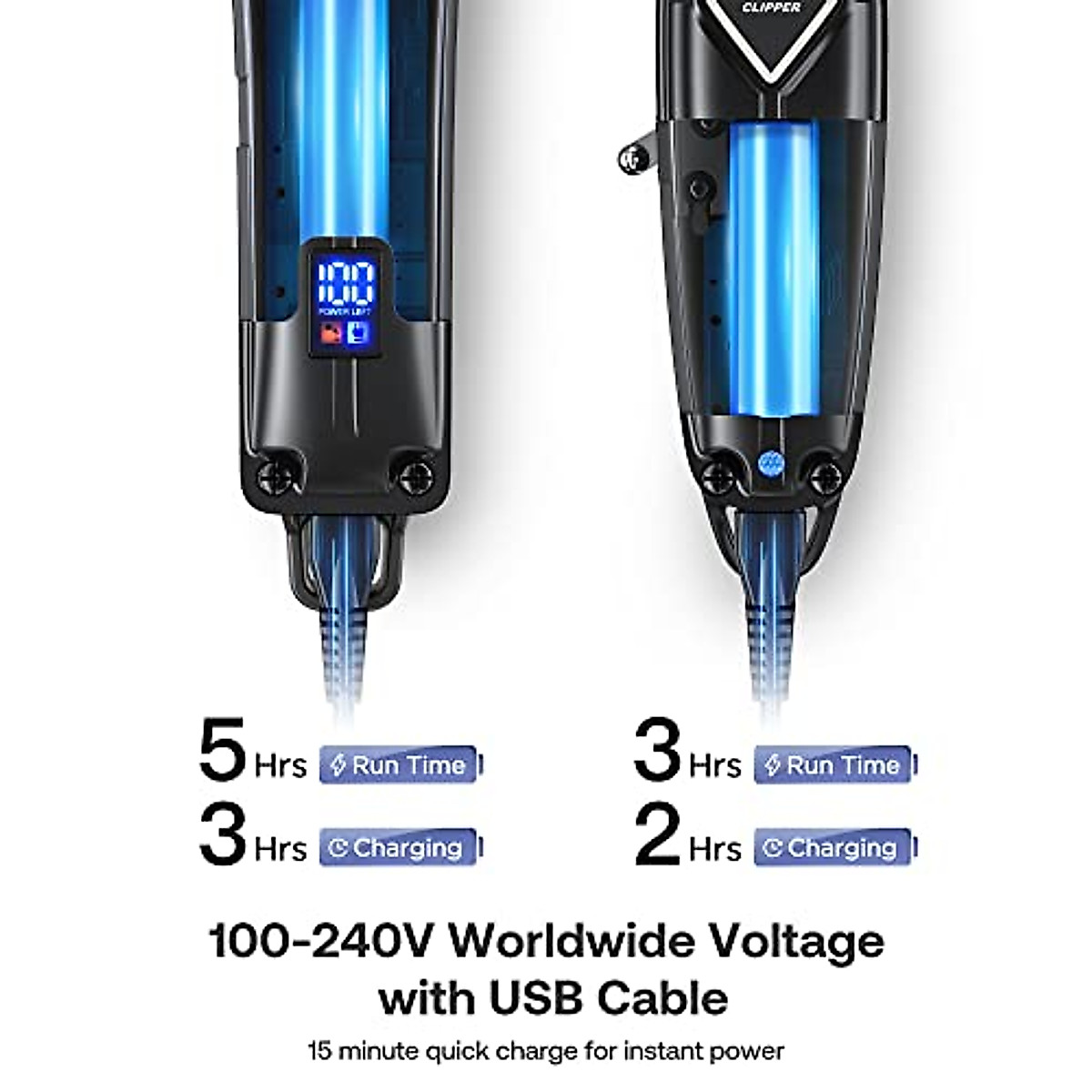 GLAKER Professional Hair Clippers and Trimmer Kit, Cordless Mens Hair Clippers for Men Women Kids, Barber Clippers Fading Clippers Rechargeable with 18PCS Guards