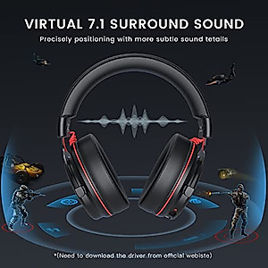 EKSA E900 Pro USB Gaming Headset for PC - Computer Headset with Detachable Noise Cancelling Microphone, 7.1 Surround Sound, 50MM Driver - Wired Headphones for PS4/PS5, Xbox One, Switch, Laptop