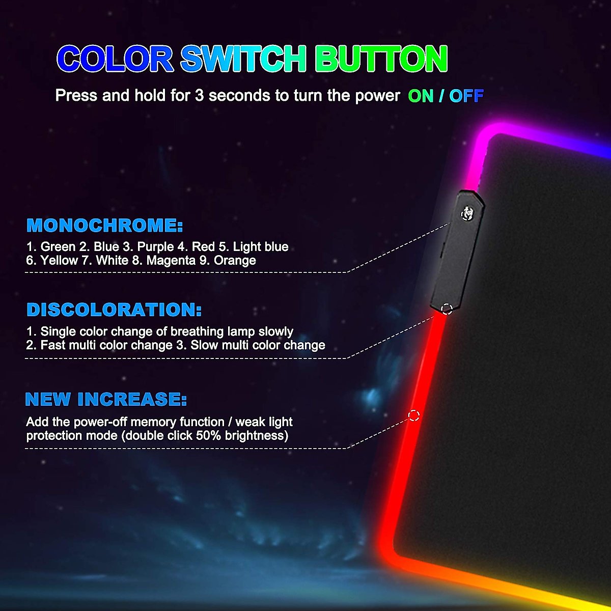 RGB Gaming Mouse Pad - 14 Light Modes Extended Computer Keyboard Mat, Anime LED Mouse Pad Large，High-Performance Mouse Pad Optimized for Gamer 31.5 X 12in (Wolf Mouse pad)