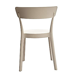Amazon Basics Beige, Armless Bistro Dining Chair-Set of 2, Premium Plastic