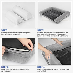 Sivomens Orthopedic Dog Bed for Large Dogs, Thick Egg-Crate Bolster Dog Bed with Sides, Removable Washable Cover and Nonskid Bottom Pet Sofa beds for Comfortable Sleep