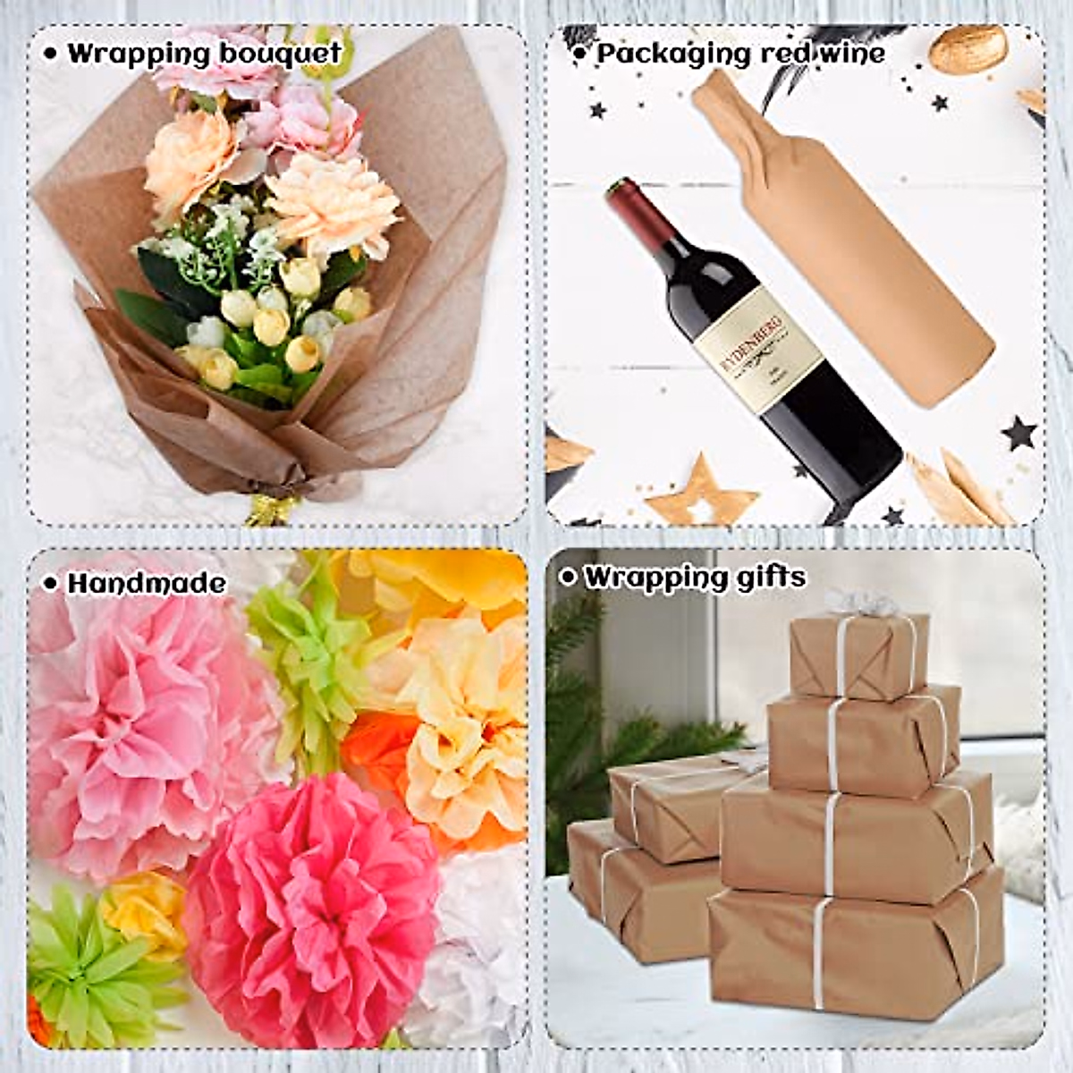 NEBURORA 120 Sheets Brown Tissue Paper 14 x 20 Inches Dark Brown Wrapping Tissue Paper Bulk Brown Wrap Paper Sheets for Gift Bags Packaging Floral Filler Crafts Birthday Christmas Holiday Decor(Brown)