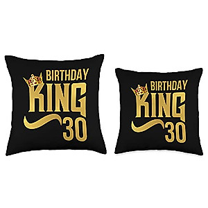 Men's Outfit Birthday Royal Crown 30th birthday Mens King 30 Crown Birthday Party Throw Pillow, 16x16, Multicolor