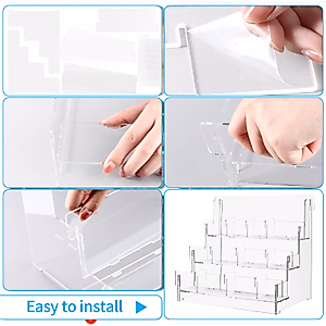DOSTATNI 3 Tier Greeting Card Display Rack Acrylic Sticker Display Stand Retail Display Photo Stand Postcard Display Mail Organizer Stamp Pad Holder Storage Rack for Stickers Cards Tabletop