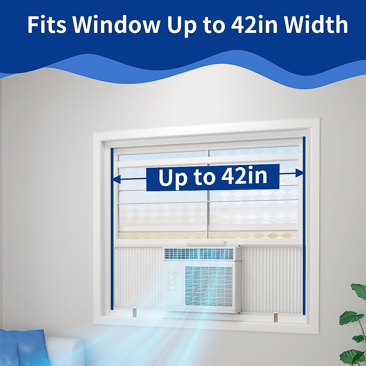 Wintcomfort Window Air Conditioner Side Panel with Adjustable Frame, Universal Window AC Accordion Filler Kit for Window AC Units 5000~14000 Btu, Window AC Insulation Side Panels with Frame