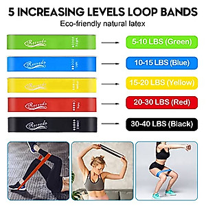 Resistance Bands Set 17pcs, Resistance Band, Exercise Bands Fitness Workout with Wide Handles, Door Anchor, Steel Clasp, Carry Bag, Ankle Straps for Home Gym Outdoor Travel (23PCS-Colour)