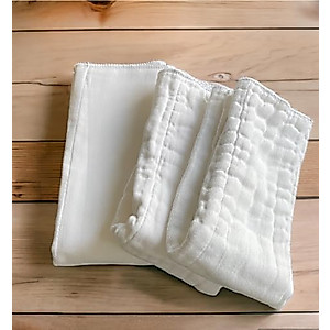 KaWaii Baby Prefold Cloth Diaper, Organic Cotton Twill, 4 x 6 x 4 ply DSQ Quality Washable & Reusable (10-36 lbs) White - 12-Count