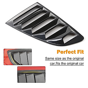 RT-TCZ Rear Quarter Side Window Scoop Louvers Sun Shade Cover Wind Vent Air Deflector Decoration Exterior Accessories for Ford Mustang 2015-2022,2PCS (Black)
