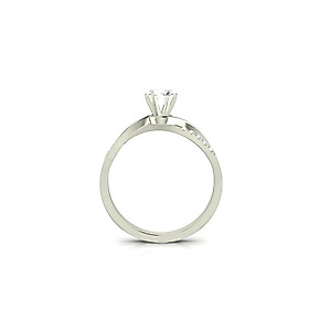 14K White Gold 0.58 CTW Round Cut Elegant Twisting Split Shank Diamond Engagement Ring, J Color I1 Clarity, 0.5 Ct Center