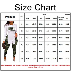 MRSYVES 2 Piece Outfits for Women Long Sleeve Side Split Pullover Shirts and Bodycon High Waist Leggings Pants White Green Camouflage L