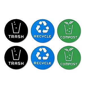 EasyULT 4" x 4" Recycle Sticker Trash Bin Label, Trash Sticker for Trash can, Ideal Sign for Home or Office Refuse Bin -6 Pack