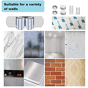 Mokife Mop Broom Holder Wall Mounted Heavy Duty, 4 Pack Stainless Steel Self Adhesive Tools Storage Organizers for Utility Room, Kitchen, Bathroom, Garage, Laundry, Garden and Office