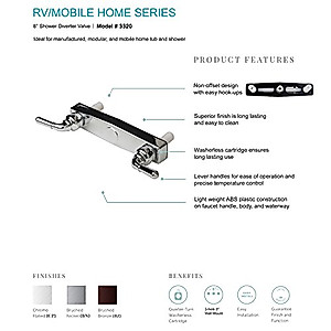 Laguna Brass 3320CP Mobile Home Two Handle Non-Metallic Shower Diverter 8 Inch