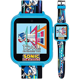 Accutime Kids SEGA Sonic The Hedgehog Blue Educational Touchscreen Smart Watch Toy for Boys, Girls, Toddlers - Selfie Cam, Learning Games, Alarm, Calculator, Pedometer (Model: SNC4141AZ)