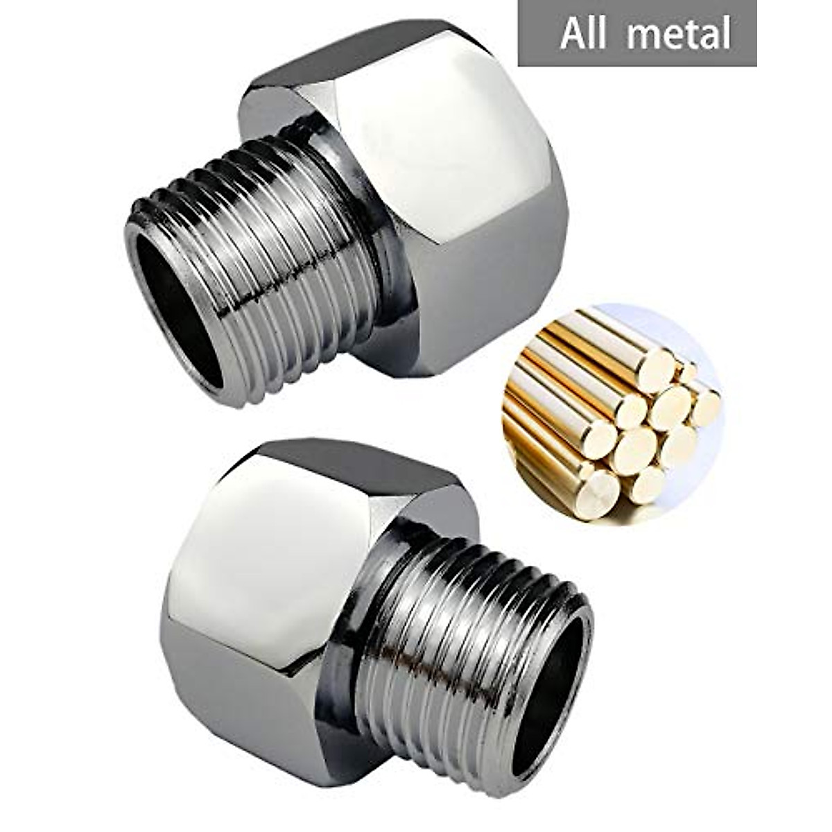 Brass Pipe Fitting,Adapter 3/4”GHT Female Thread (Swivel) x 1/2” NPT Male Threaded Connector,Garden Hose Connector, Garden Hose to Shower adapter,Chrome (3/4GHT female X 1/2NPT male)