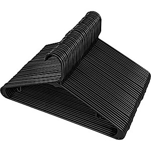 Utopia Home Plastic Hangers Value Pack of 100 - Clothes Hanger with Hooks - Lightweight & Space Saving Plastic Hangers - Durable, Slim & Sleek Grey & Black Hangers