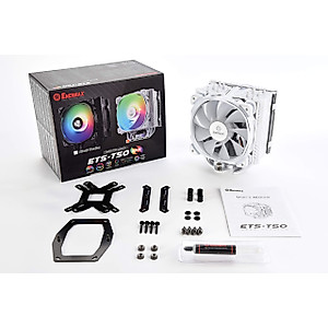 Enermax ETS-T50 Axe Addressable RGB CPU Air Cooler for AMD/Intel, 5 Direct-Contact Heat Pipes, 230W+ TDP, 120mm PWM Fan, White