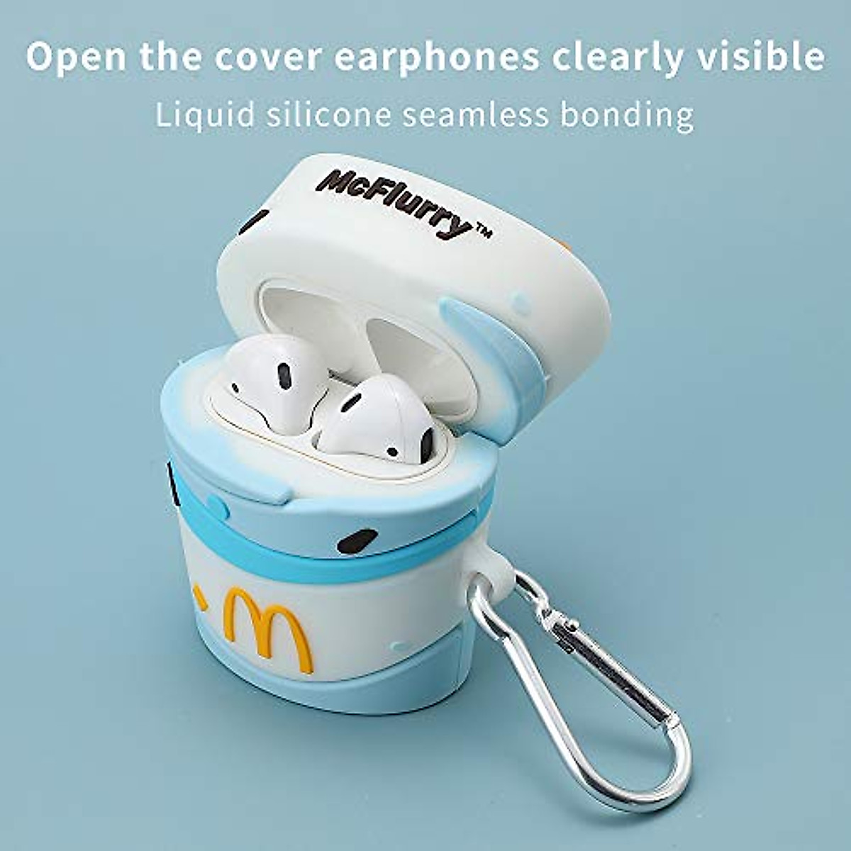 Airpod Case, 3D Cute Funny Cool Kawaii Fashion Food and Drink Airpod Case Design , Kawaii Fun Cool Keychain for Airpod 1/2 (McFlurry)