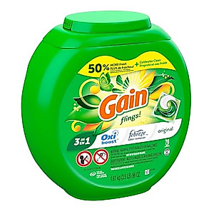 Gain flings Laundry Detergent Soap Pacs HE Compatible Long Lasting Scent, Original Scent, 76 Count