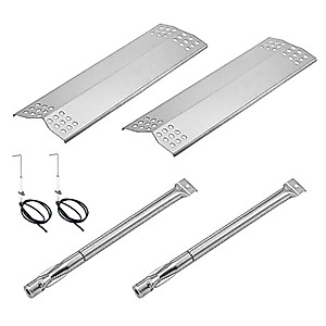 YIHAM KZ982 Replacement Parts for Kitchenaid 2 Burner 720-0819 Gas Grill, 2 PCS Heat Shield Plate + 2 PCS Grill Burner Tube + 2 PCS Grill Igniter Wire, Stainless Steel, 16 1/2 inch