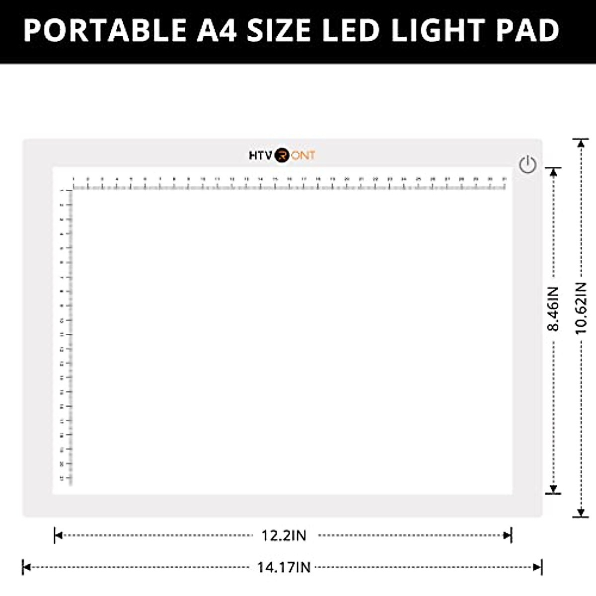 HTVRONT Portable A4 Led Bright Light Pad, Ultra-Thin & Adjustable Luminosity Light Board, USB Powered White Light Box for Tracing, Weeding Vinyl, Weeding Tool, Diamond Painting, Sketching