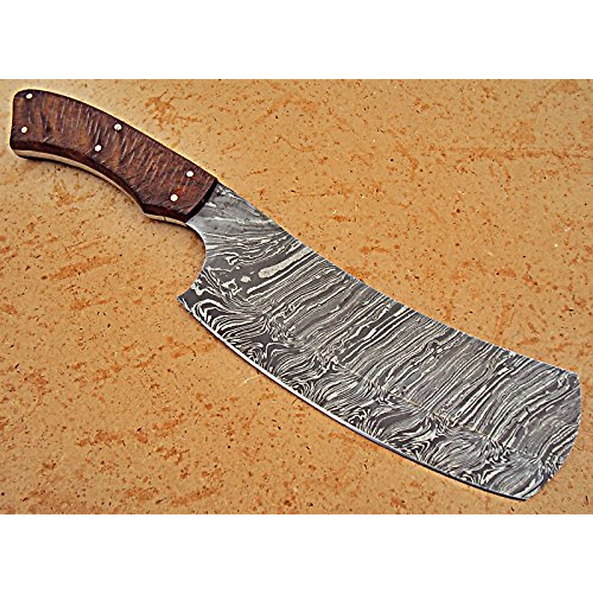 CP-285, Damascus Steel 12.00 Inches Cleaver style Knife – Solid Rose Wood Handle (Damascus Steel 1)