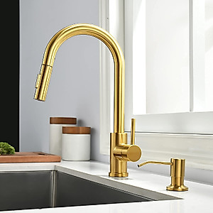 Soap Dispenser for Kitchen Sink, YardMonet Gold Sink Soap Dispenser or Lotion Dispenser with 13 Ounce Large Soap Bottle, Gold