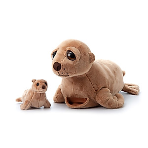 The Petting Zoo Mom and Baby Sea Lion Stuffed Animal, Gifts for Kids, Pocketz Ocean Animals, Sea Lion Plush Toy 14 inches
