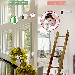 JESSPOW 2Pack 10 Feet Power Cable for Arlo Pro and Arlo Pro 2, Weatherproof Outdoor Charging Cord with Quick Charge 3.0 Power Adapter, Compatible Arlo Go, Arlo Security Light (White)