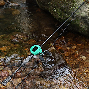 Sougayilang Fishing Rod and Reel Combo, Medium Fishing Pole with Baitcasting Reel Combo, 2-Piece Baitcaster Combo-Grey-5'10'' with left handed reel