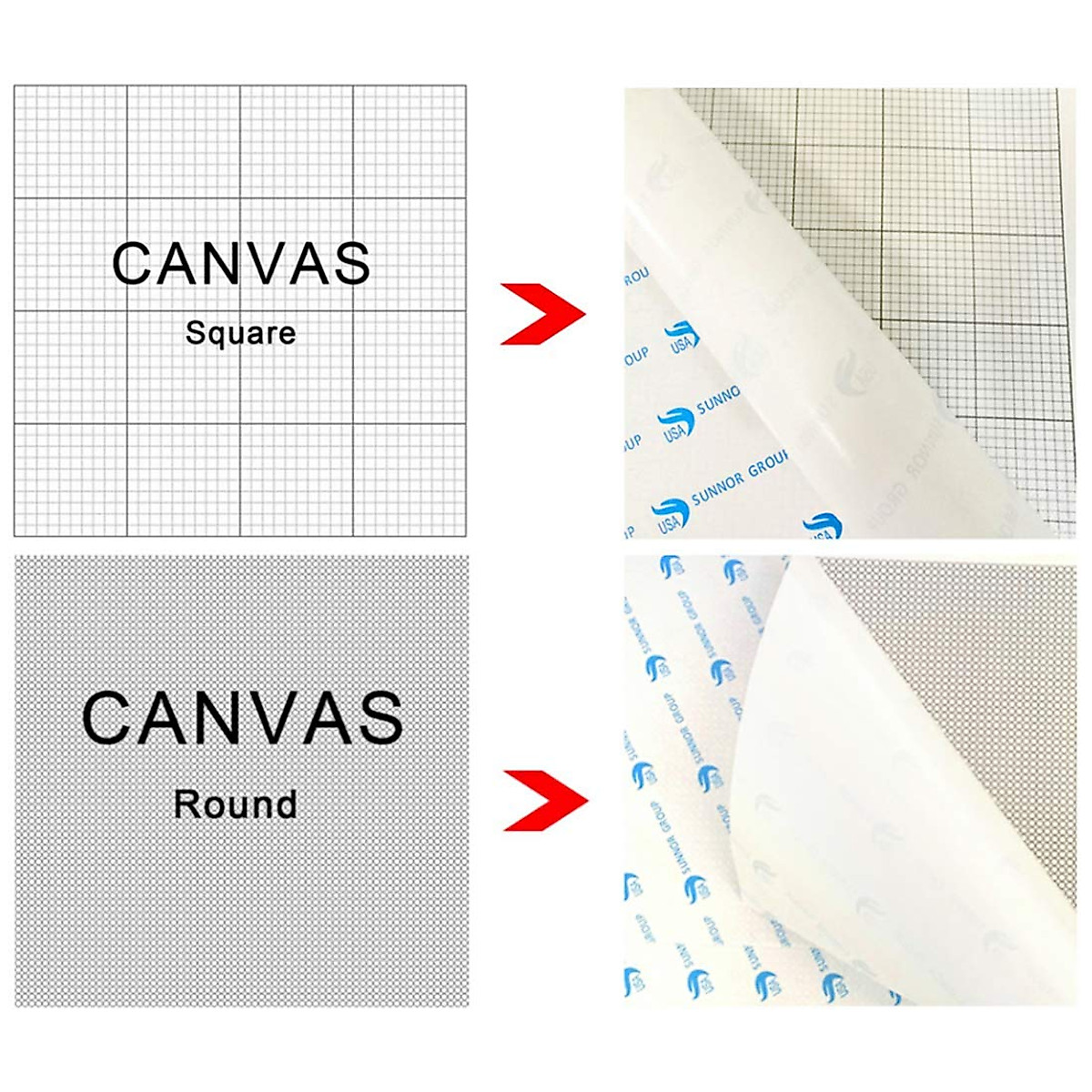 OneHippo 5Pcs/Lot 20x20CM Diamond Painting Canvas Embroidery Canvas with Glue Canvas Round/Square Blank Grid Canvas Empty for Your Private Customized