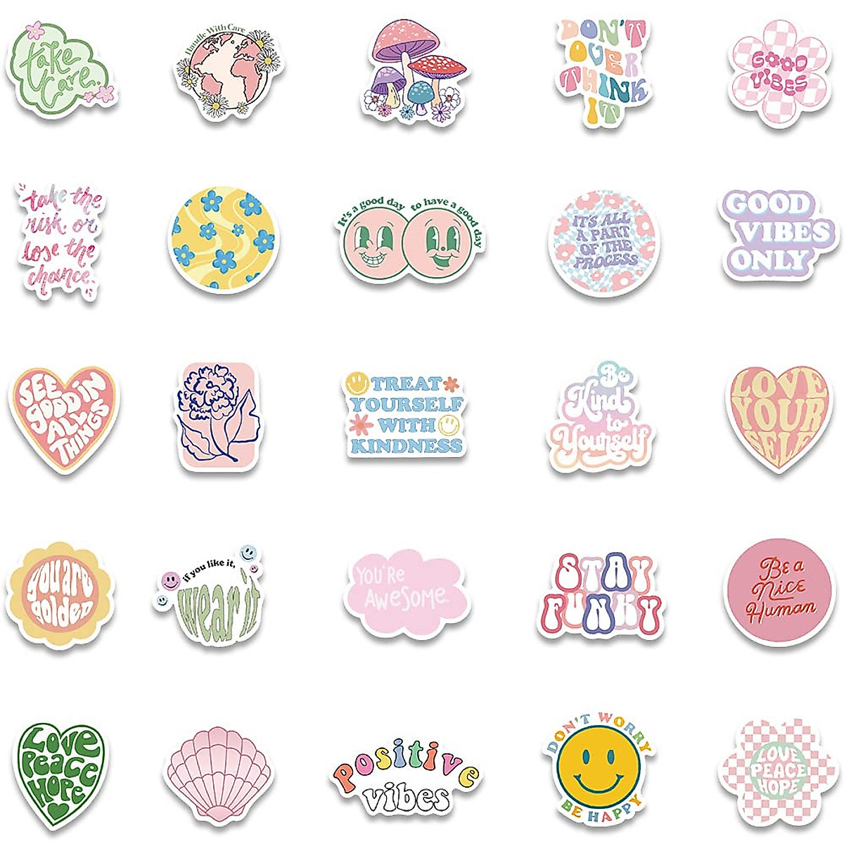 Pink Inspirational Stickers, Preppy Motivational Stickers, 50Pcs Aesthetic Encouragement Stickers for Students Teachers, Dovipta Vinyl Waterproof Stickers for Water Bottle, Laptop, Scrapbook, Journal