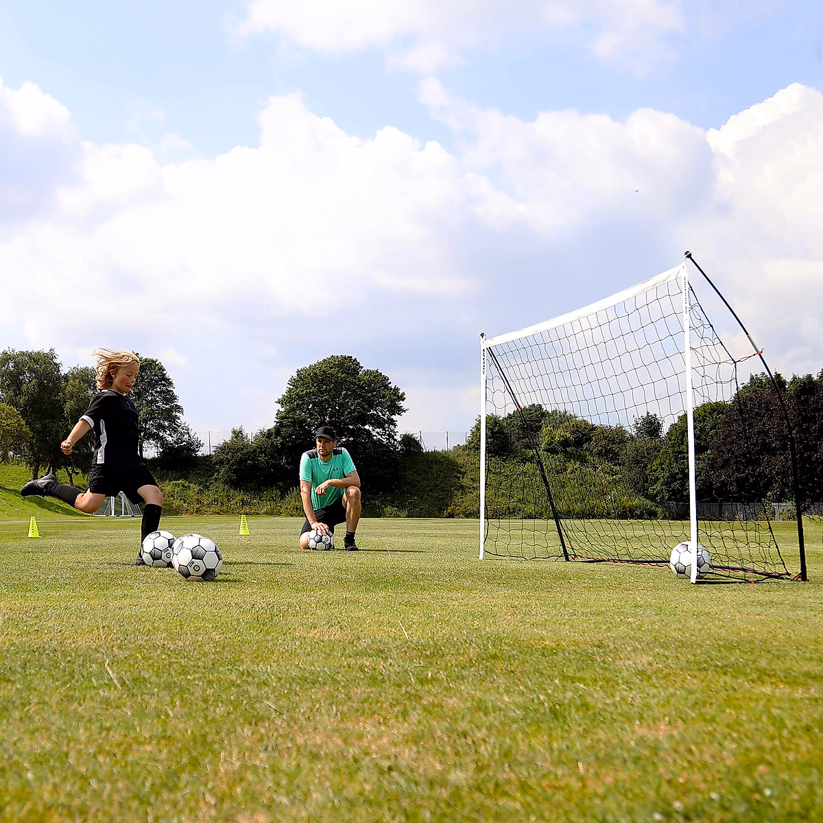 QUICKPLAY Kickster Soccer Goal Range – Ultra Portable Soccer Goal | Quick and Easy Set Up | Includes Soccer Net and Carry Bag | Available in 7 Sizes [Single Goal]