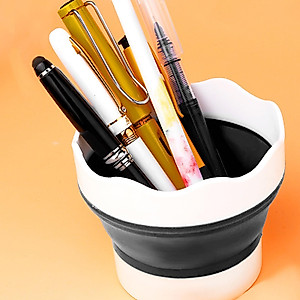 Aswewamt 3 Pcs Collapsible Paint Brush Washer Silicone Portable Painting Water Cup Mini Foldable Washing Bucket Brush Holder Organizer Cleaner for Watercolor Oil Painting (Black+Purple+Green)