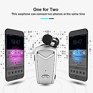 Oumij Fineblue Wireless Bluetooth Headset,4 Hours Play Time,in-Ear Sports Earbuds Headsets with Stereo,Portable in-Ear Retractable Business Lavalier Earphone,for Driving,Business,Office(White)