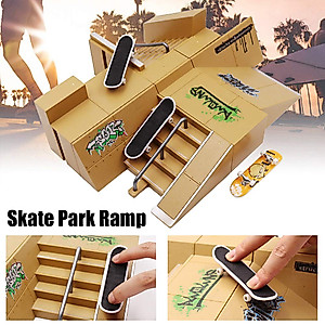 SOWEREAP Fingerboard Skate Park 8 PCS Finger Skateboard Ramp Set Mini Fingerboard Rail Finger Board Training Skateboard Toy Starter Kit