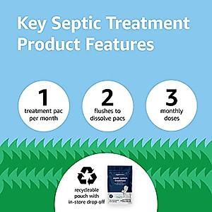 Amazon Basics Septic Treatment Pouch, 3-Pacs, 3 Month Supply 1.9 oz