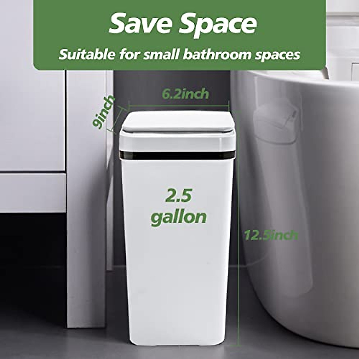 FUNTOOB Sensor Trash Can Automatic Motion Sensor Trash Can 2.5 Gallon Bathroom Trash Cans with Lids Small Garbage Bin for Bedroom Bathroom Office