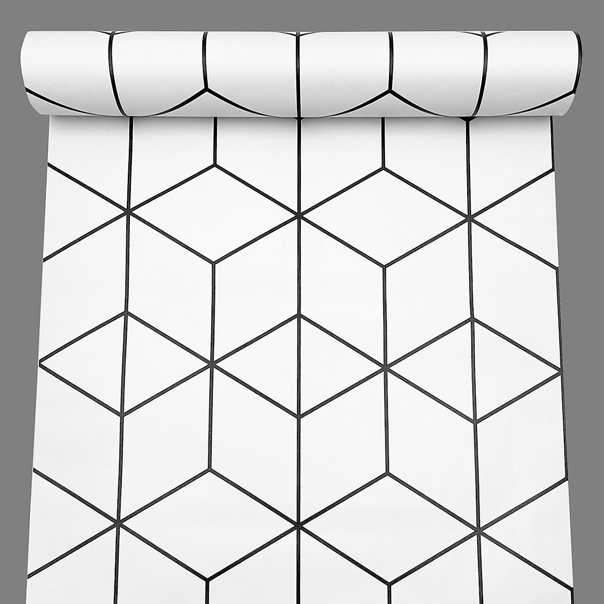 Yifasy Shelf Liner Black Hexagon Self-Adhesive Drawer Paper Furniture Protector Redo Wine Cabinet 118x17.7 Inch