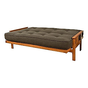 Kodiak Furniture Monterey Futon with Linen Fabric Mattress in Butternut/Gray