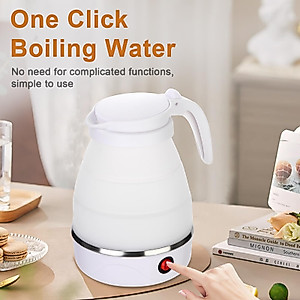 1.2 Liter -White Travel Collapsible Electric Kettle Boils Water Fast, Small Size, Large Capacity, Easy to Fold and Store, Food Grade Silicone Small Tea Kettle
